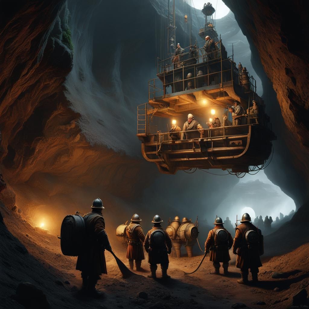 Dwarves Working the Mines - AI Generated Artwork - NightCafe Creator