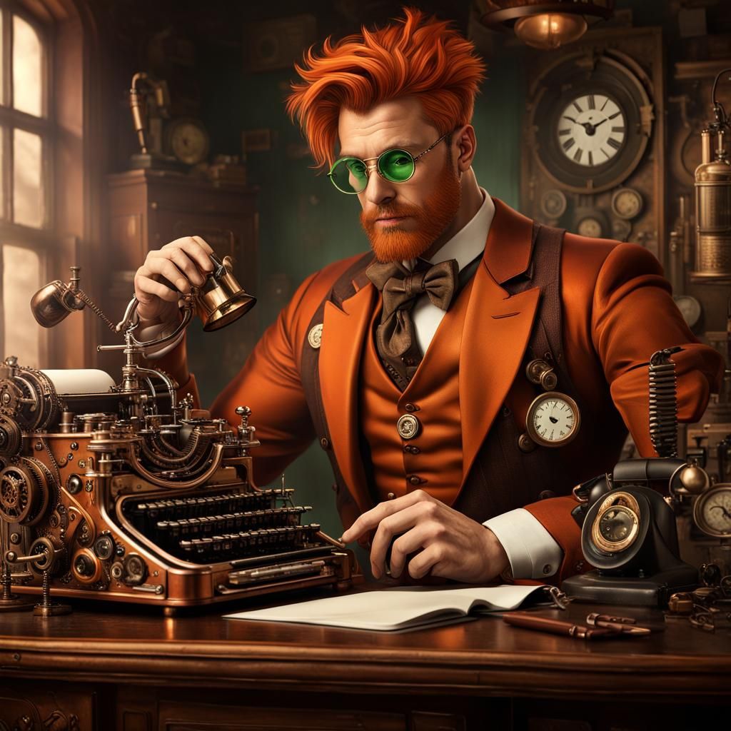 Steampunk Office Work - AI Generated Artwork - NightCafe Creator