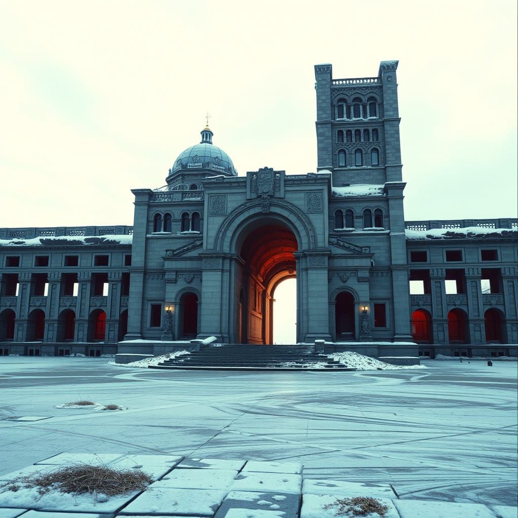 Surreal Brutalist Architecture in a Distorted Russ... - AI Art