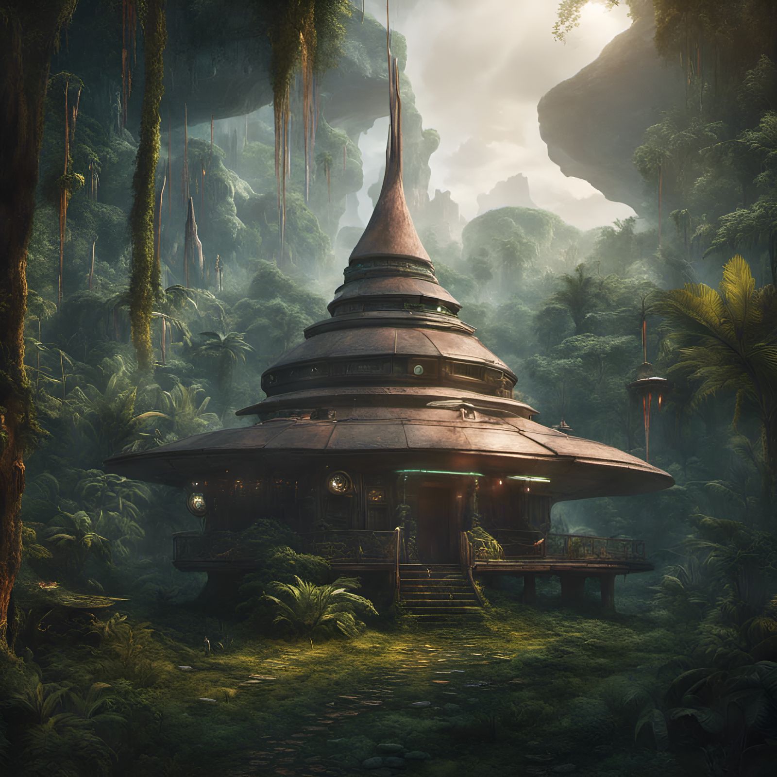 The Wizard’s Jungle Home - AI Generated Artwork - NightCafe Creator