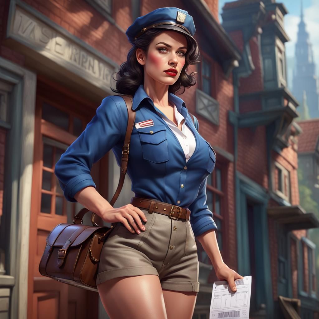 Mailwoman Pinup - AI Generated Artwork - NightCafe Creator