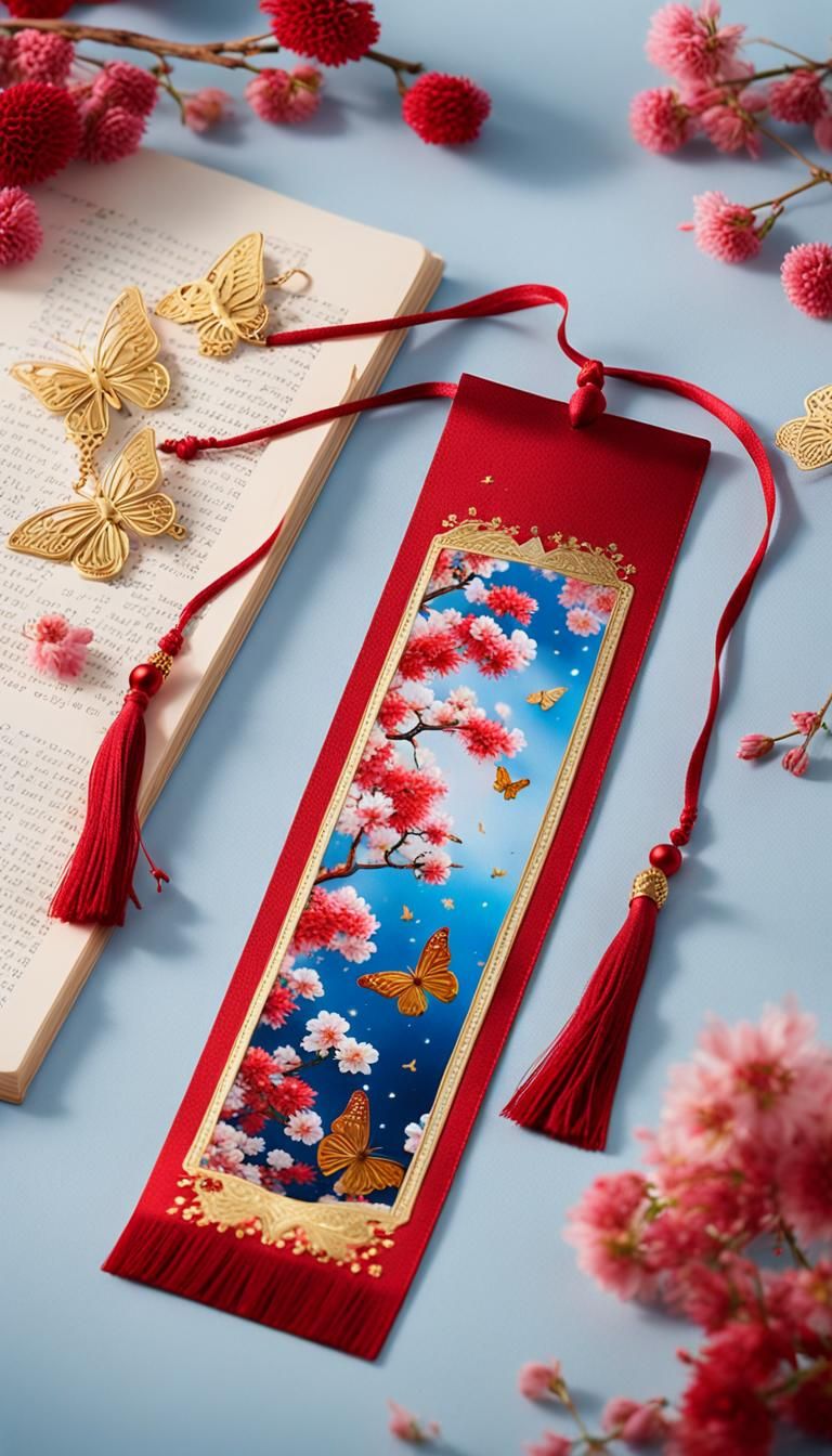 exquisite classical creative Bookmark with Tassel in tones of red and ...