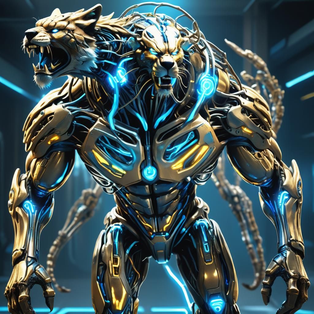 Futuristic Werewolf Exosuit Cybernetic Hybrid - AI Art
