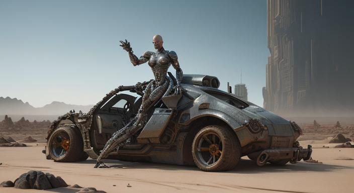 Cyborg with car - AI Generated Artwork - NightCafe Creator