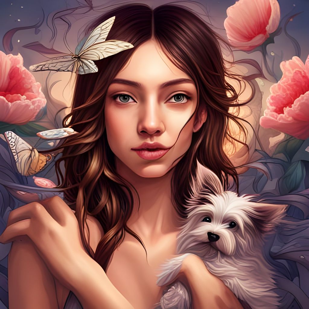 Girl with cute dog - AI Generated Artwork - NightCafe Creator