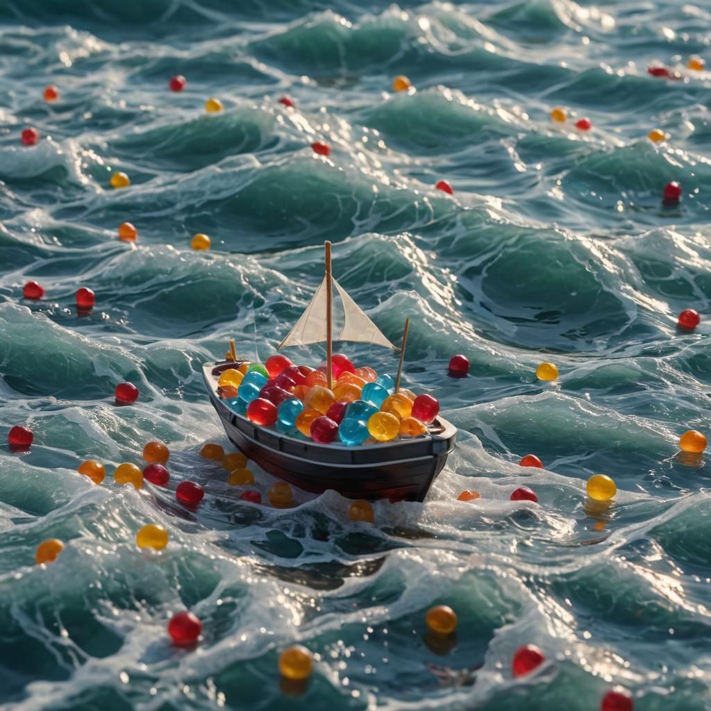 A dream about a candy boat - AI Generated Artwork - NightCafe Creator