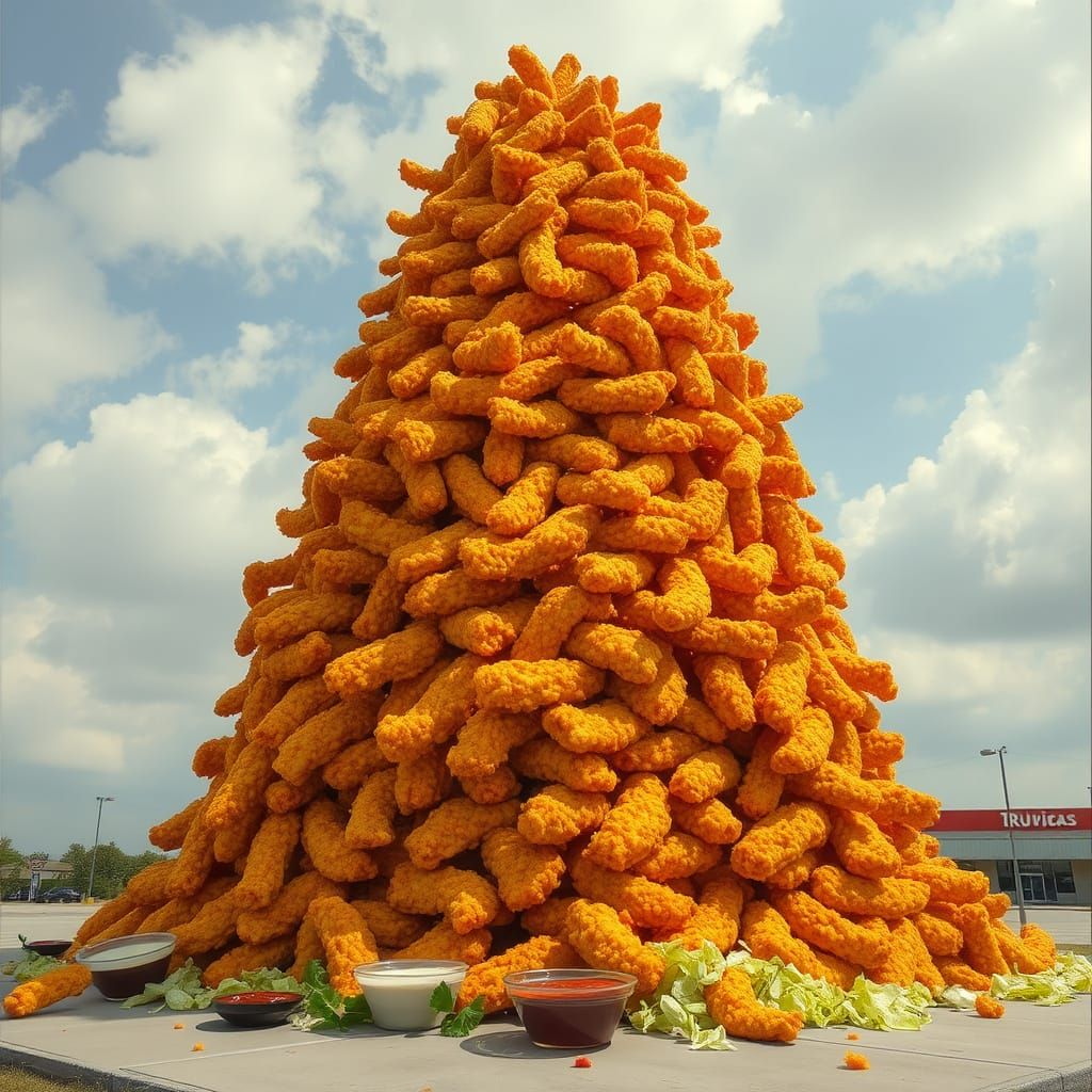 39 ft tall mound of chicken strips - Surrealist Food Landsca...