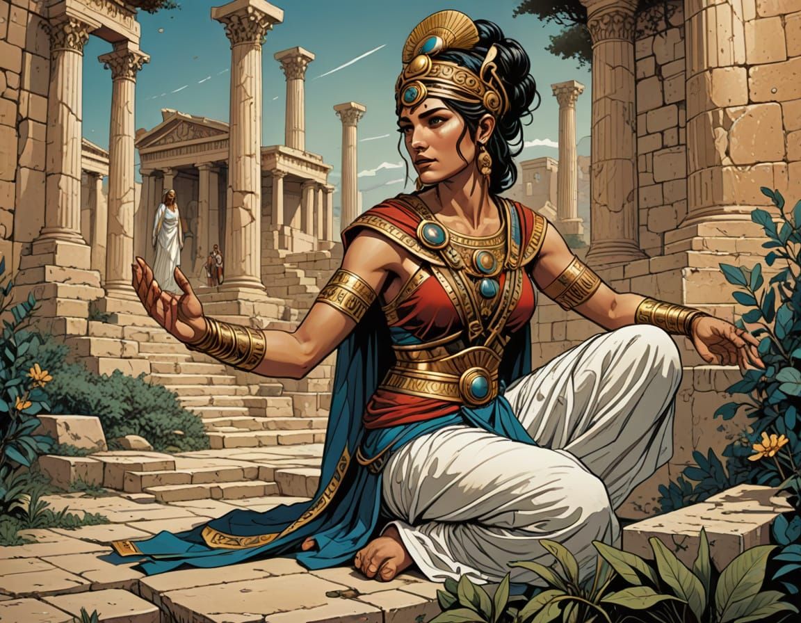 Goddess of Ancient Greece in Comic Book Art Style - AI Art