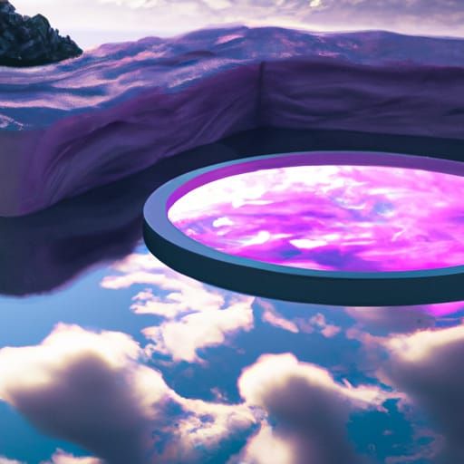 photorealsitic liminal pools, vaporwave, imposisble, dreamy, clouds ...