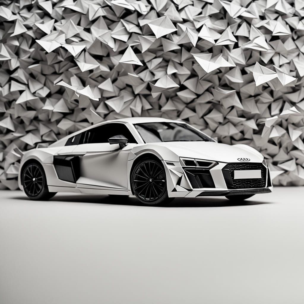 Audi R8 - Hyper-Realistic Origami Audi R8 in Intricate Paper...