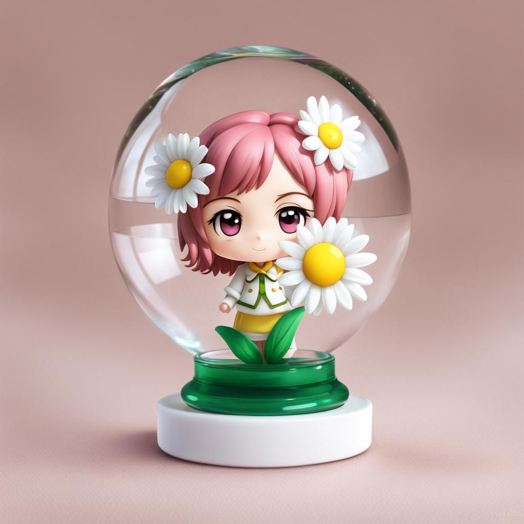 Glass Bobble head daisy flower - AI Generated Artwork - NightCafe Creator