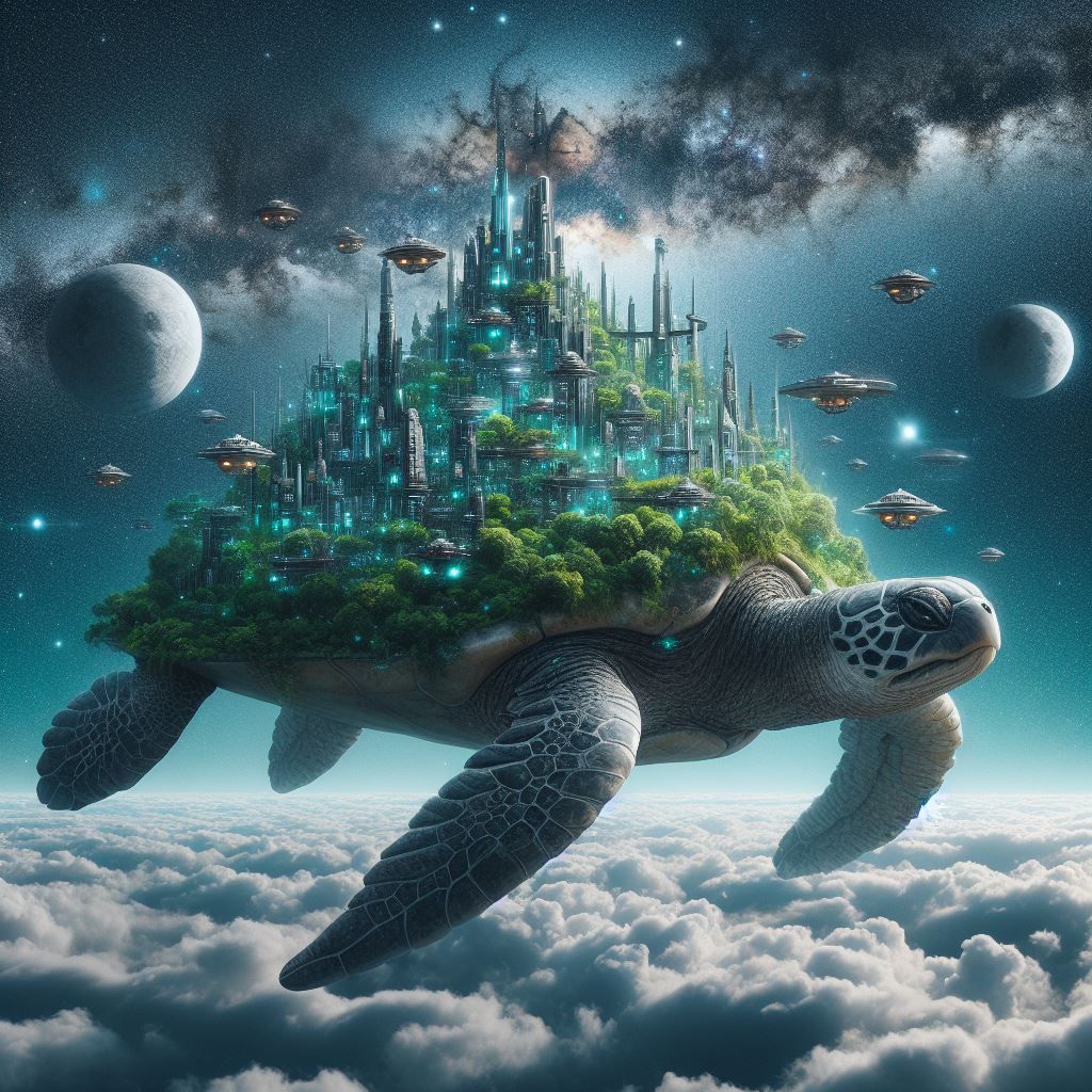 Turtle flying in space - AI Generated Artwork - NightCafe Creator