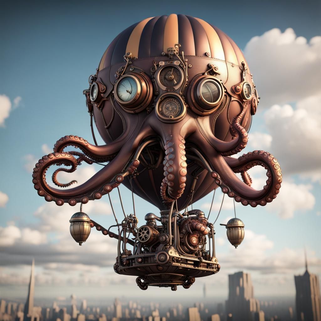 Octopus Freight Balloon - AI Generated Artwork - NightCafe Creator