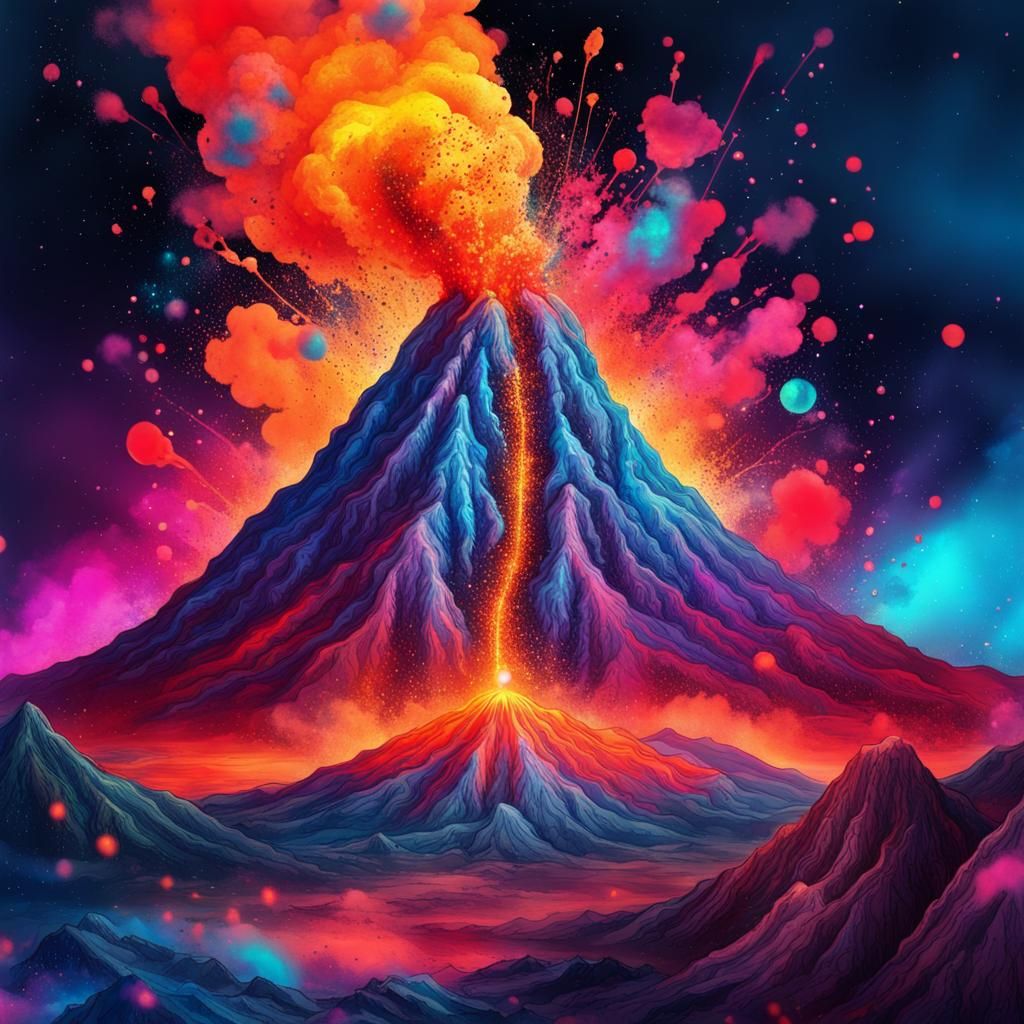 Supreme ink splatter volcano - AI Generated Artwork - NightCafe Creator