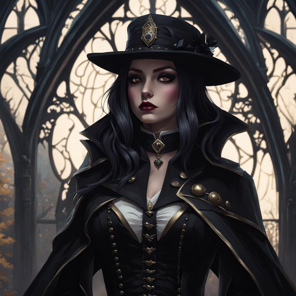 Gorgeous gothic girl, goring Dark Academia, grimdark game-art, Jordan ...