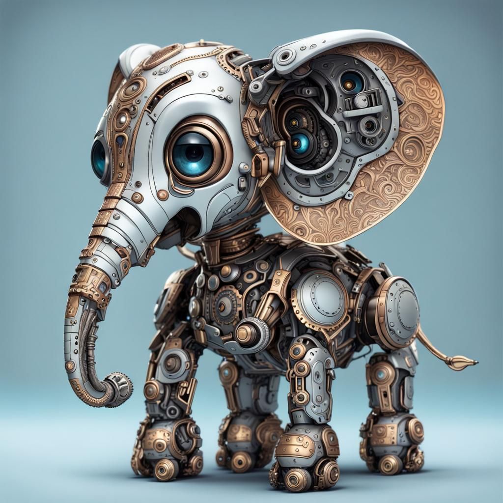 Cute robo elephant (A) - AI Generated Artwork - NightCafe Creator