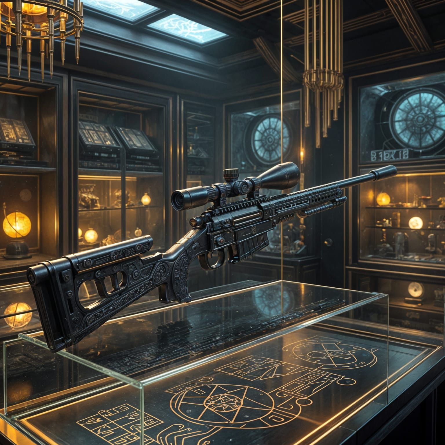 Eldritch Sniper Rifle with Runes in Futuristic Tro... - AI Art