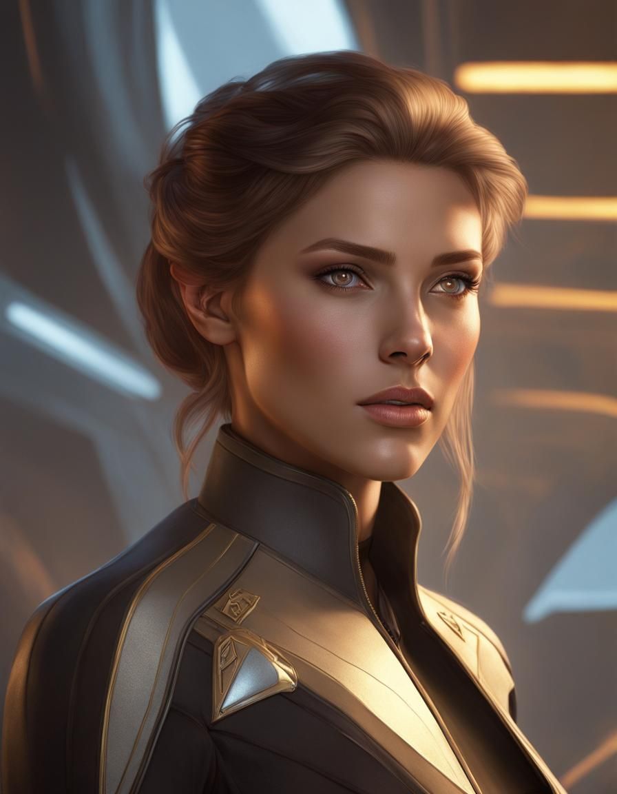 Young Vulcan woman. Star Trek. Hazel eyes. Brown hair with blond ...