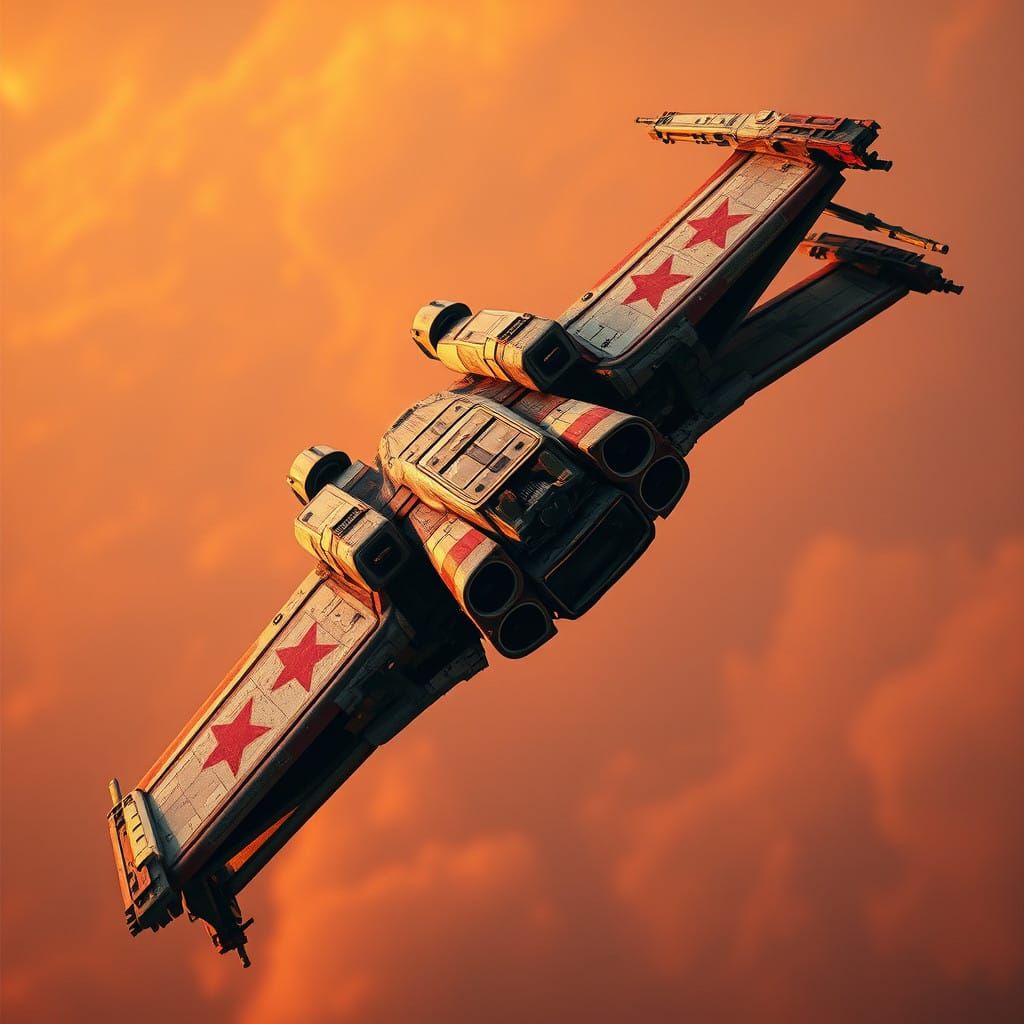 russian X wing with red stars - Battle-Worn Russian X-Wing S...