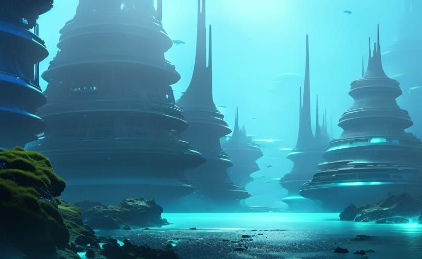 Alien City Brite light's fully populated Under water City, Under ...