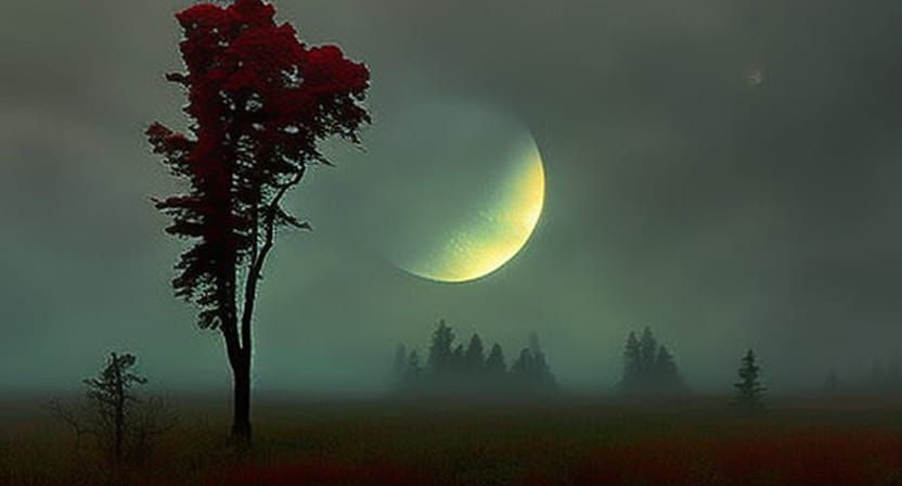 Red tree at night… - AI Generated Artwork - NightCafe Creator