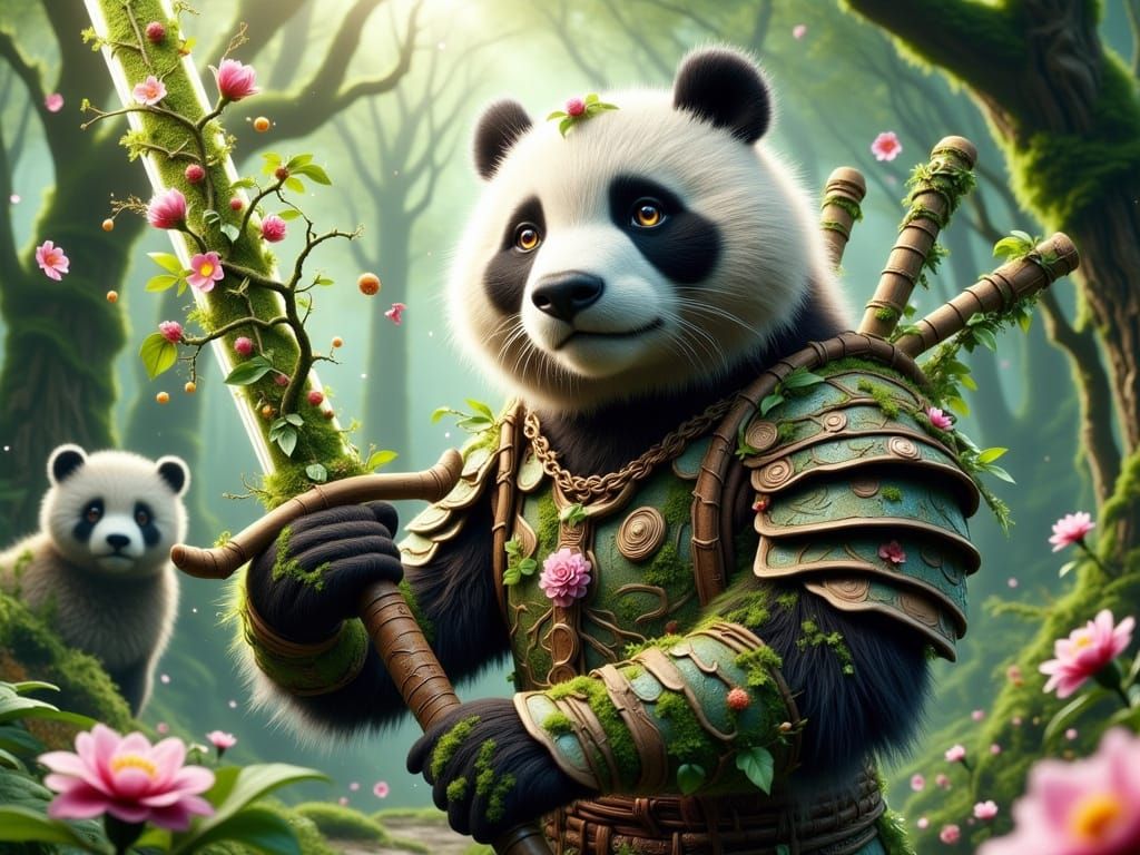 Samurai Giant Panda with his elemental Katana
