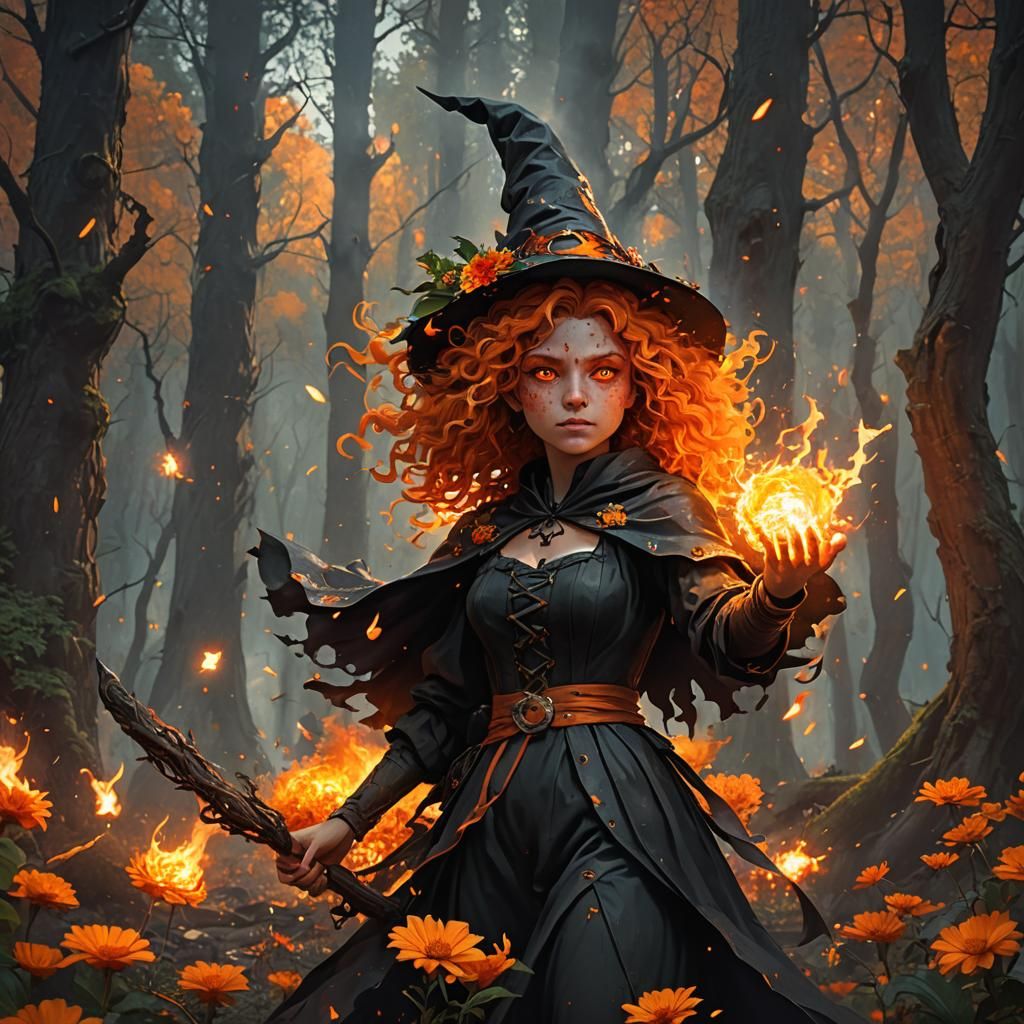 Witch of fire - AI Generated Artwork - NightCafe Creator