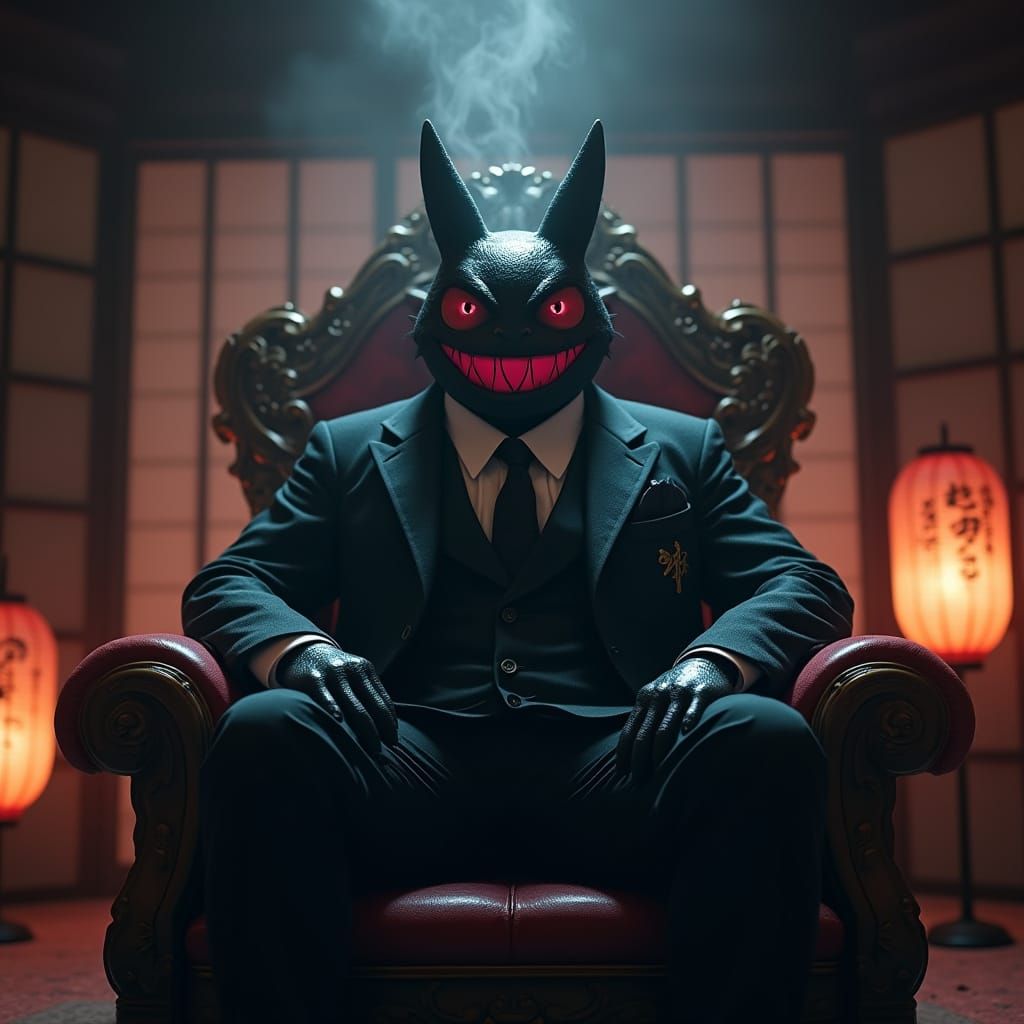 Sleek Yakuza Gengar Rules with an Iron Fist - AI Art