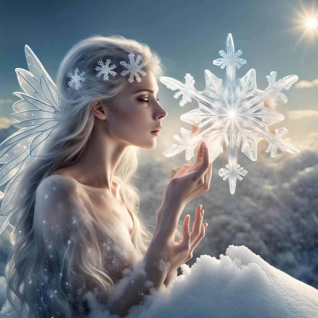 Snow Fairy Making Snowflakes - AI Generated Artwork - NightCafe Creator