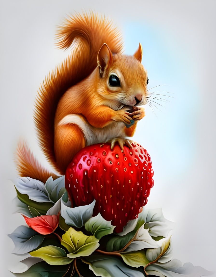 Squirrel Addicted 2 Strawberries - AI Generated Artwork - NightCafe Creator