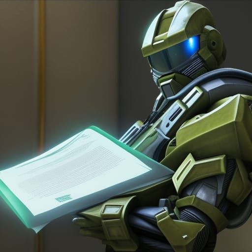 master chief reading his adoption papers - AI Generated Artwork ...