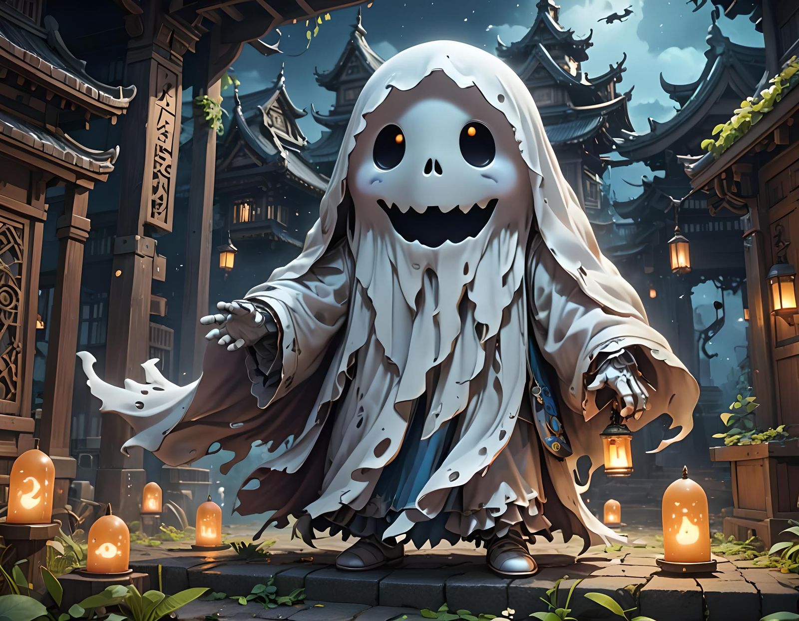Cute Animated ghost - AI Generated Artwork - NightCafe Creator