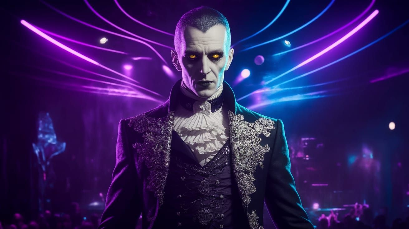 Timeless Gothic Vampire in Neon Dreams - AI Art