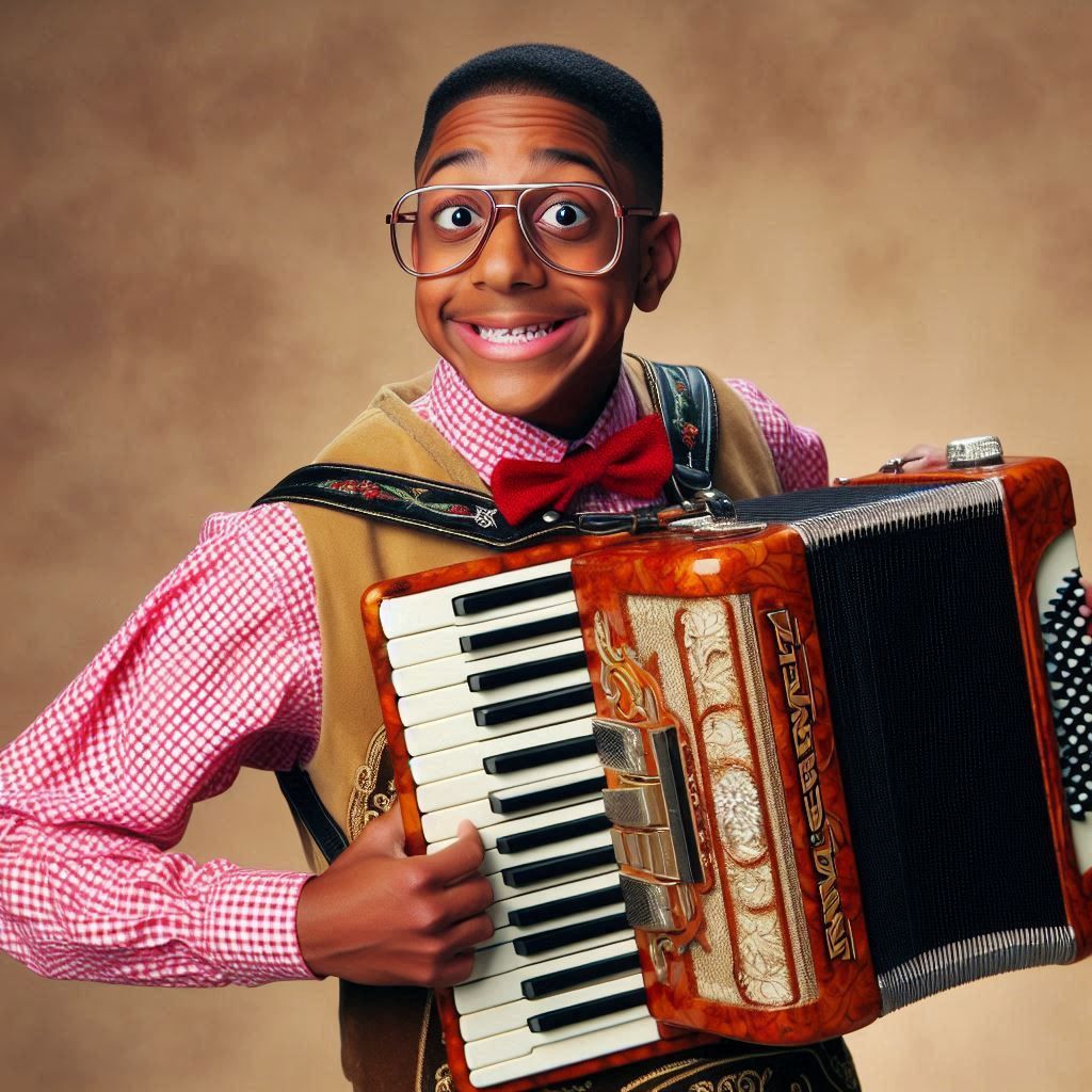 A happy and funny young Steve Urkel from ‘Family Matters’ playing the ...