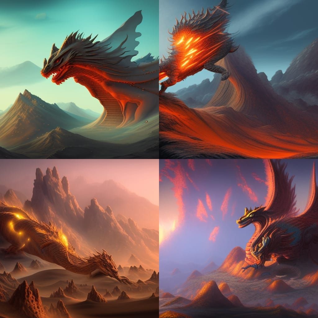 sand dragon exploding out of the top of a mountain - AI Generated ...