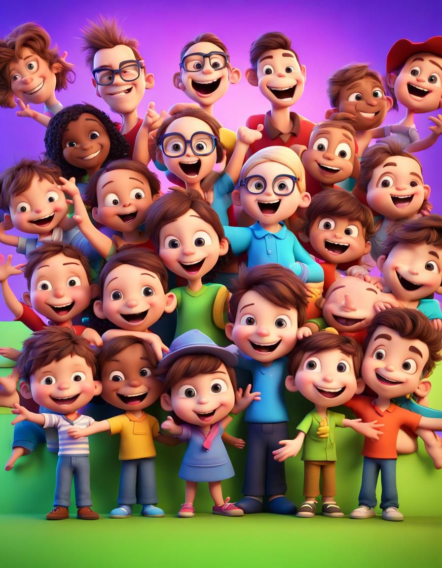 30 happy childrens celebrate educatin day with 5 cheerful teachers - AI ...