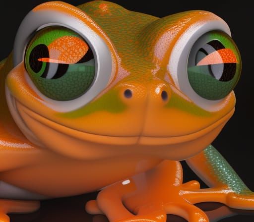 Large orange and yellow frog, bright colors, 3D, 4k resolution, CGI ...
