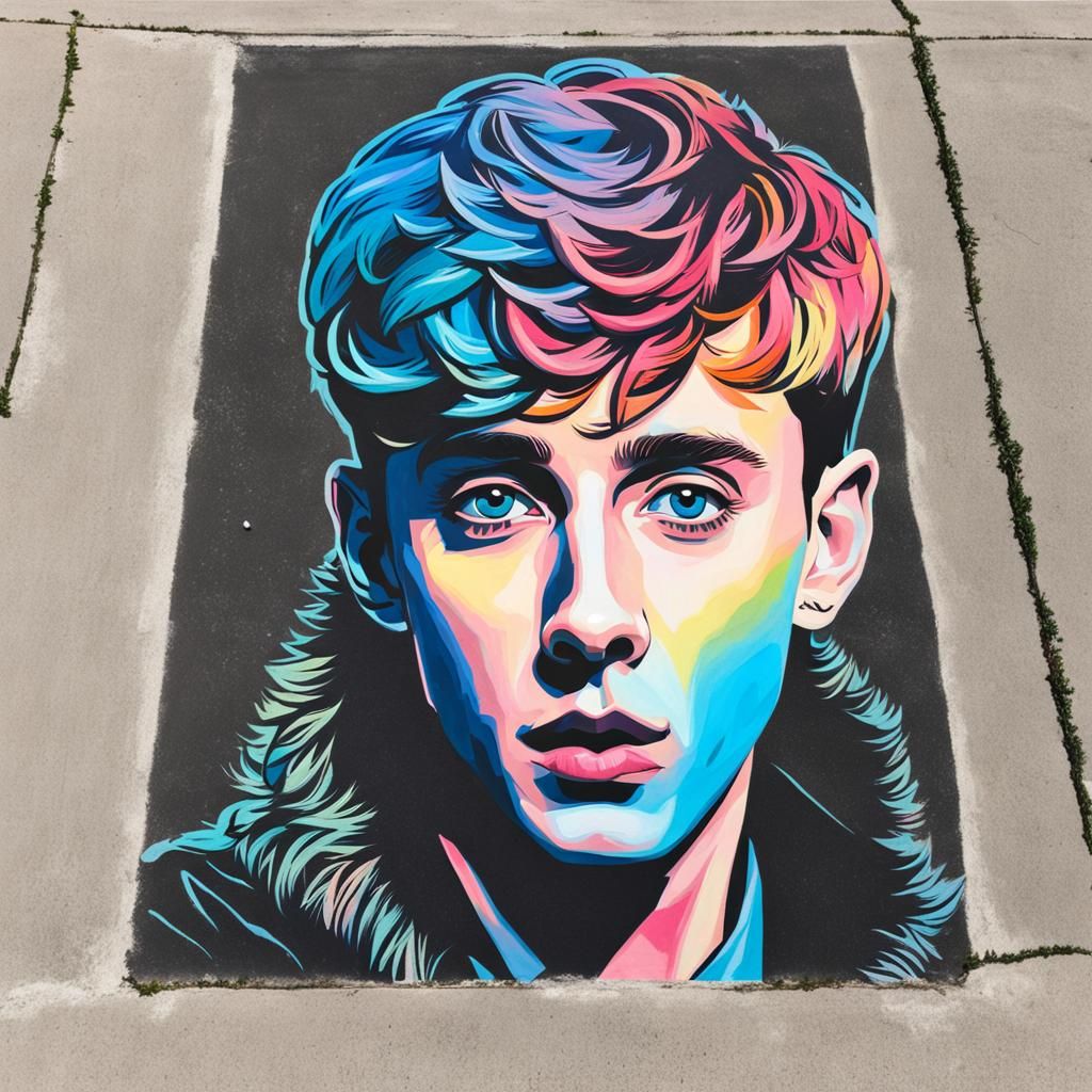 Troye Sivan Colored Chalk Sidewalk Art - AI Generated Artwork ...