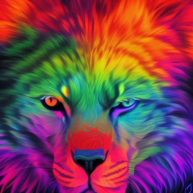 psychedelic lion - AI Generated Artwork - NightCafe Creator