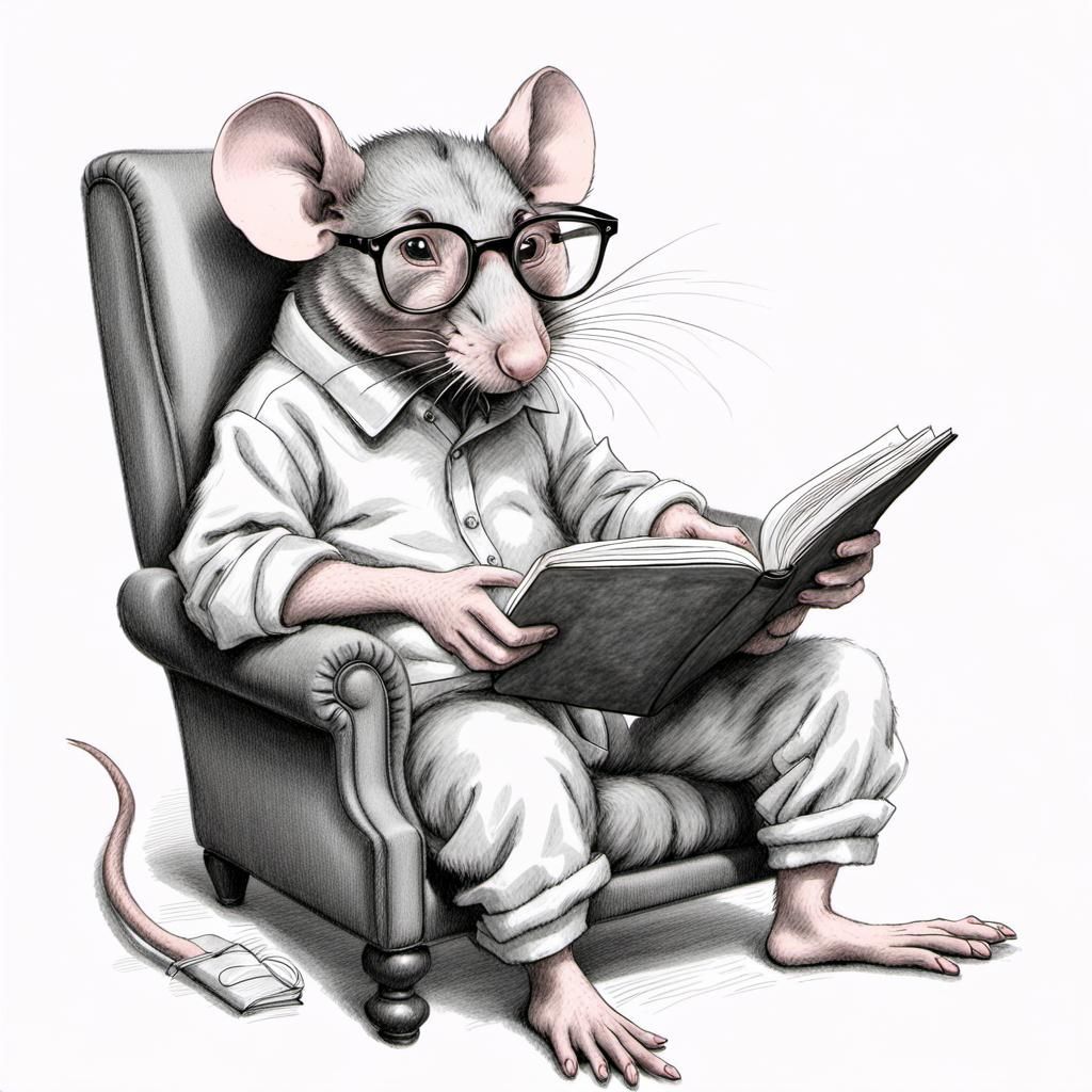 rat reading a book - AI Generated Artwork - NightCafe Creator