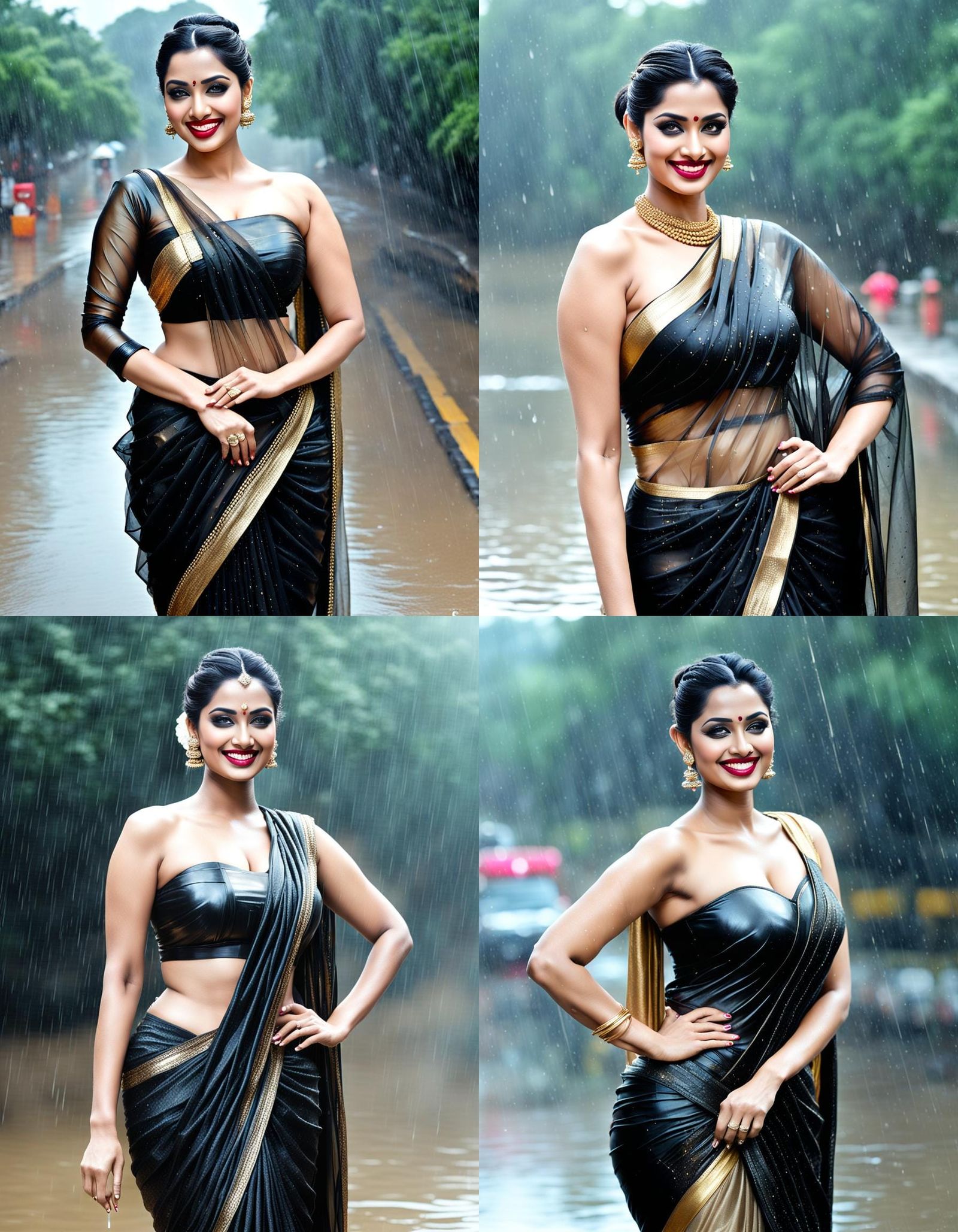 Hyper Realistic, curvy 6.5ft tall look like Bollywood actress with slim waist, 60 D chest size ...