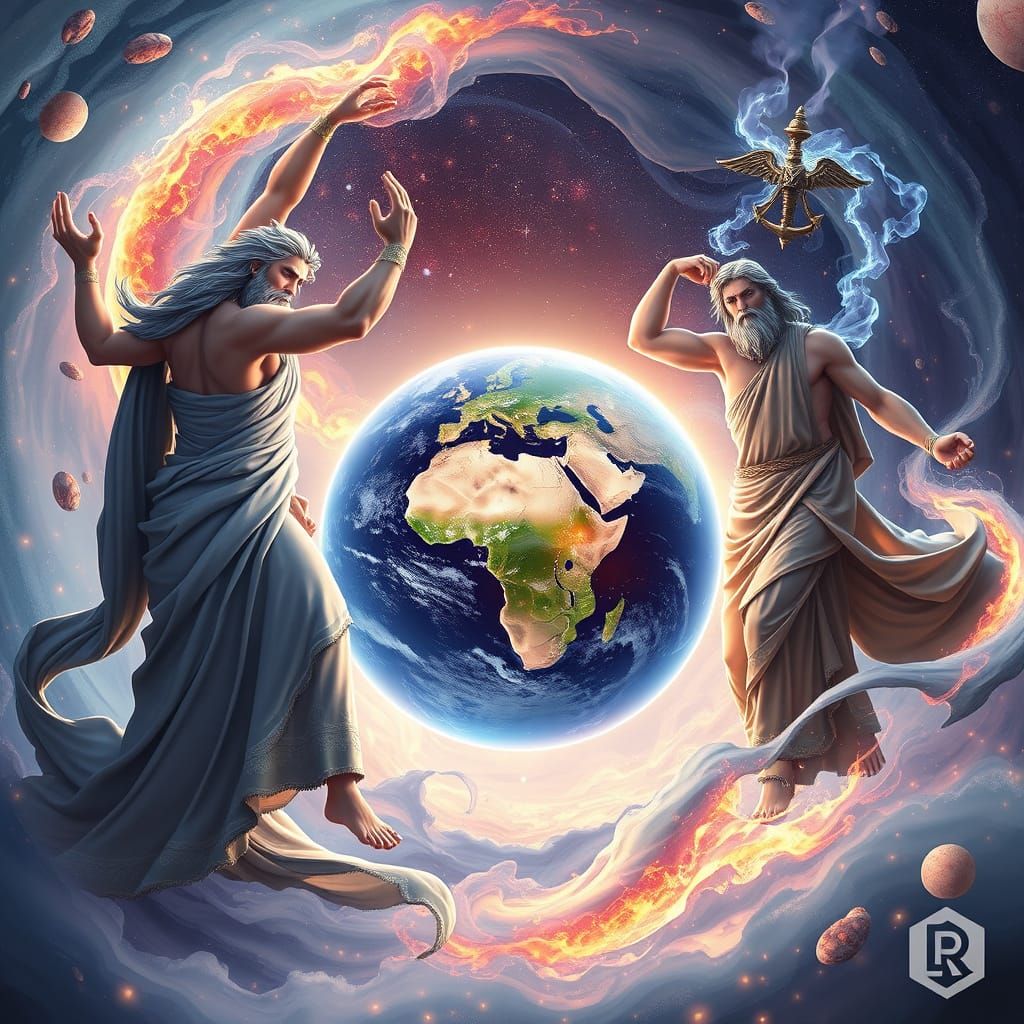 creating Earth - Greek Gods Shaping the Cosmos in Vibrant A...