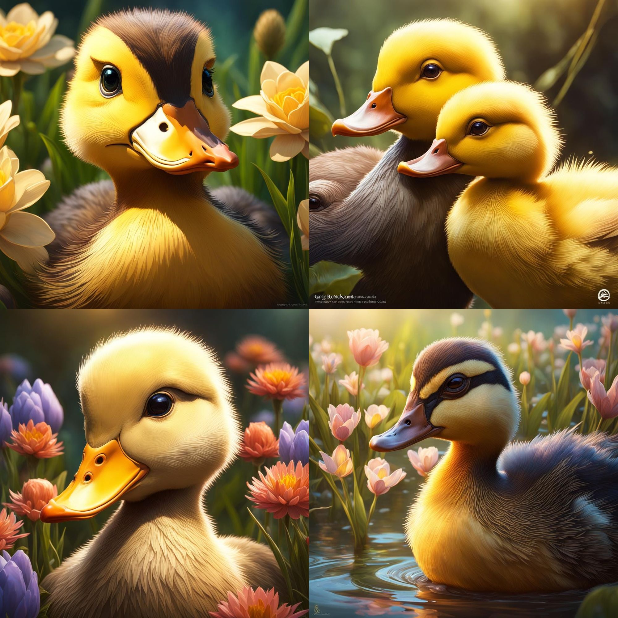 Duckling family head and shoulders portrait, 8k resolution concept art ...