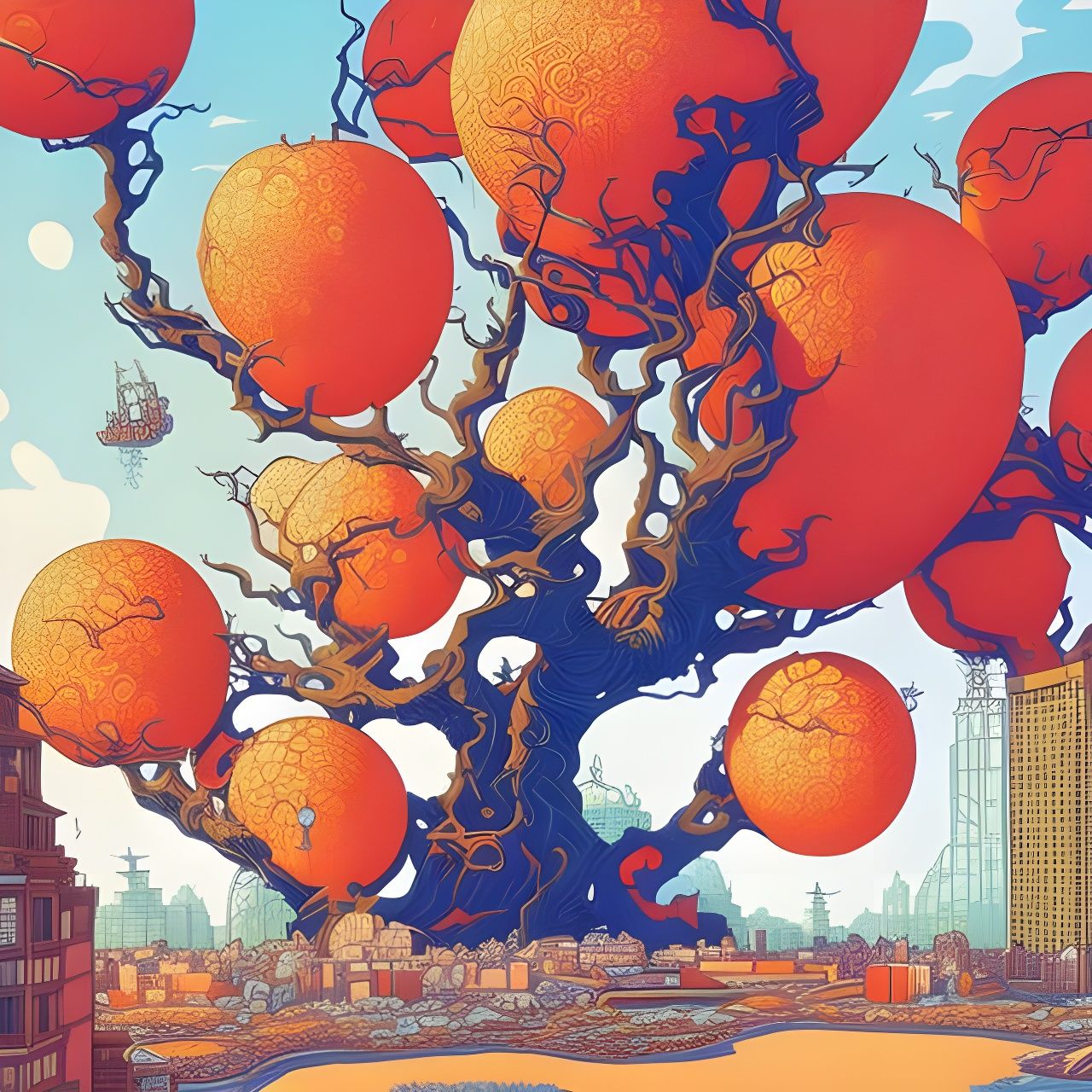 Giant Orange Tree - AI Generated Artwork - NightCafe Creator