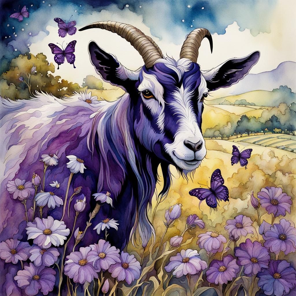 Purple goat - AI Generated Artwork - NightCafe Creator