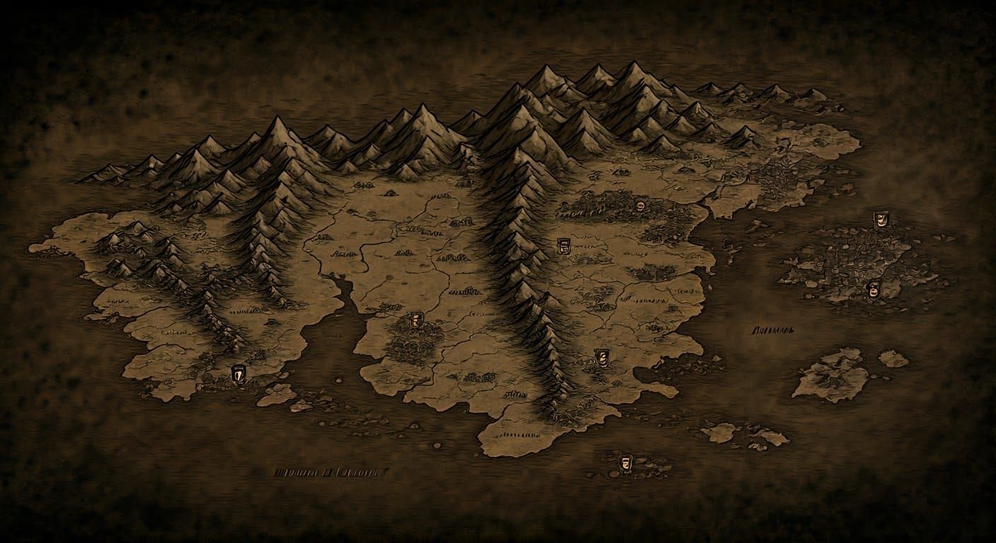 Fantasy Realm Map with Intricate Symbols and Charc... - AI Art