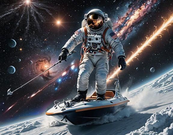 Astronaut snowboarding in space - AI Generated Artwork - NightCafe Creator