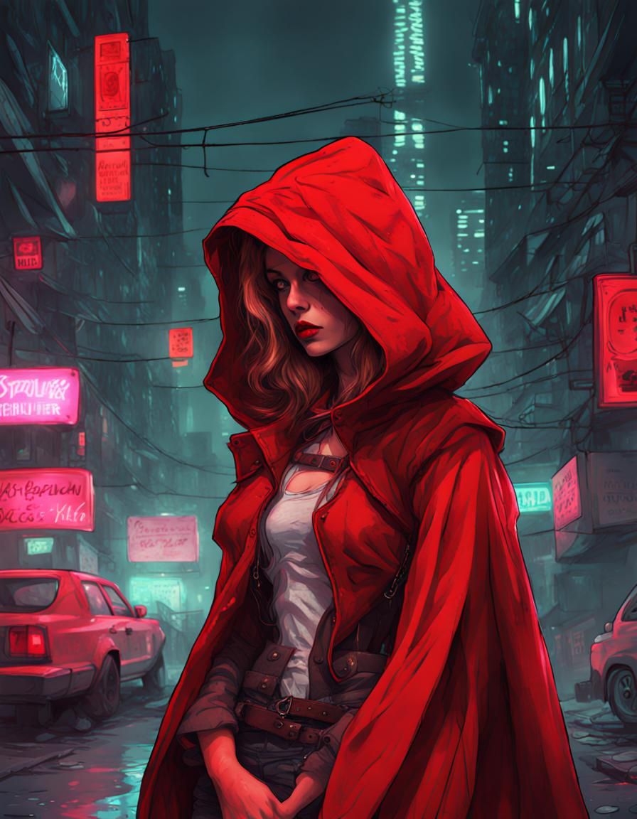 Little Red Riding Hood Cyberpunk serial killer - AI Generated Artwork ...