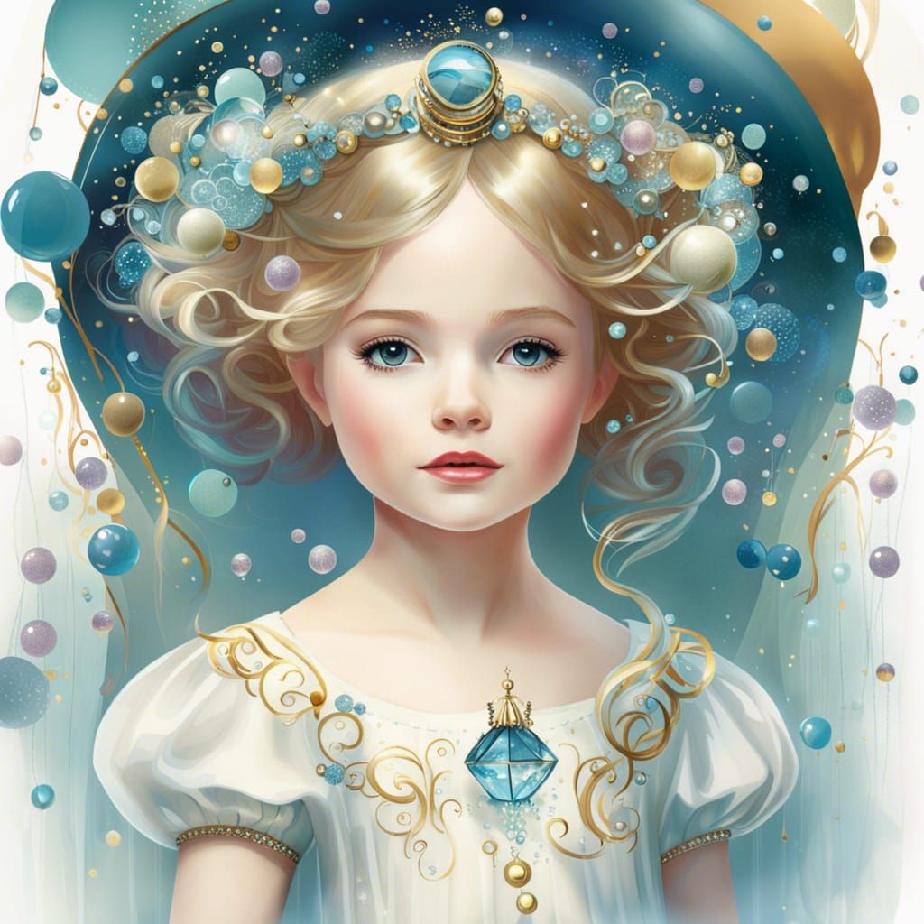 Digital illustration of an Adorable chibi princess dancing in a ...