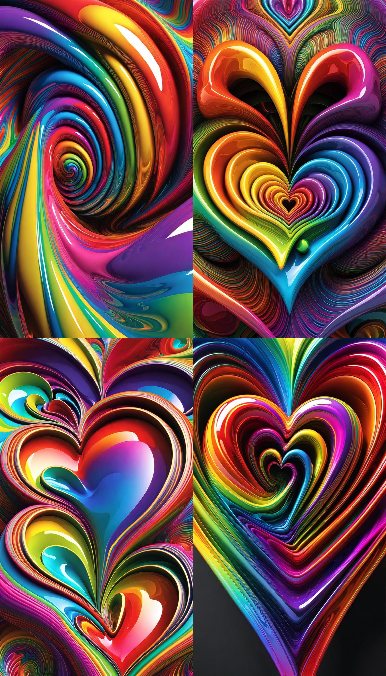 3d Rainbow Heart vector fractal heart fibonacci fractals psychedelic ...